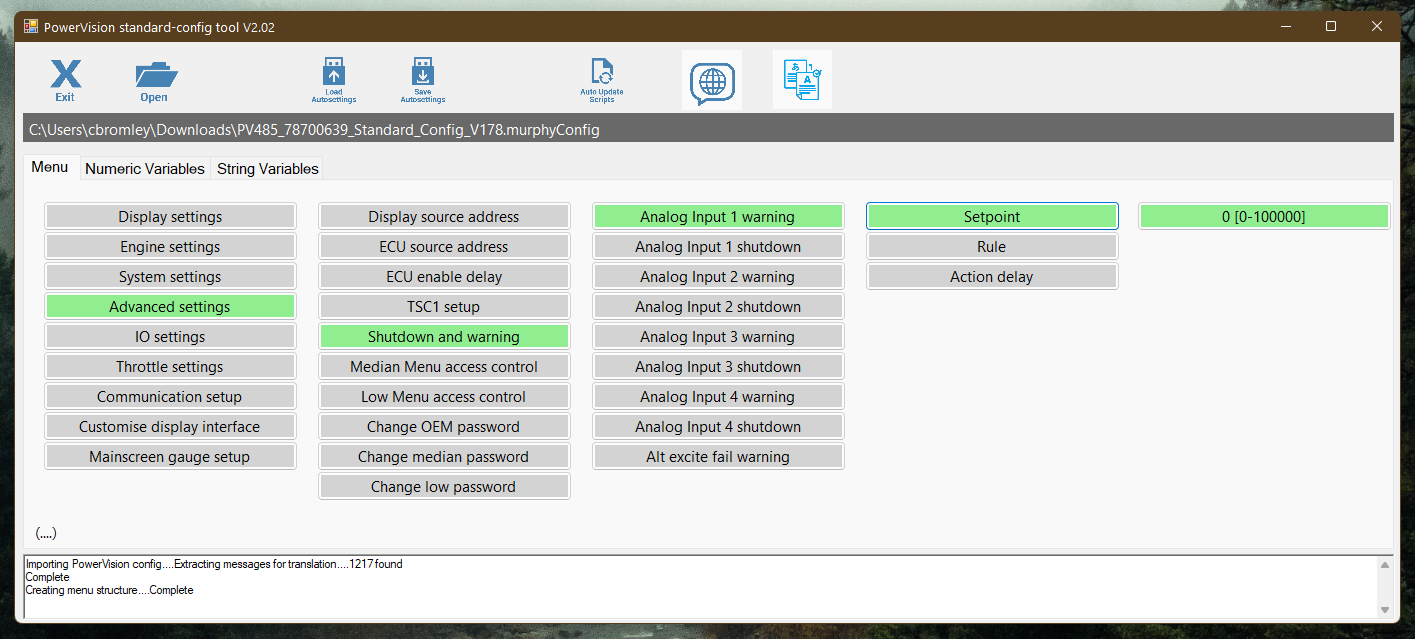 PV485 Standard Config Menu Manager – Enovation Controls Help Center